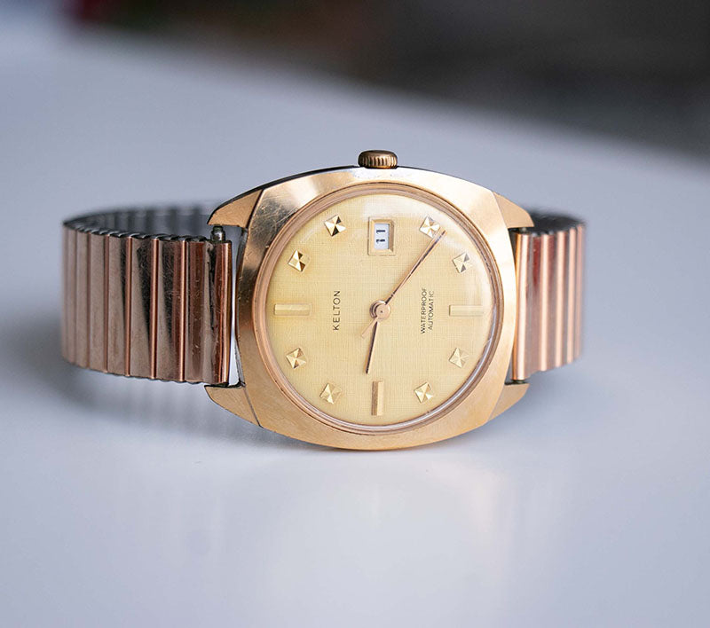 RARE Gold-Tone Luxury Automatic Kelton Watch | Vintage Kelton Watches ...