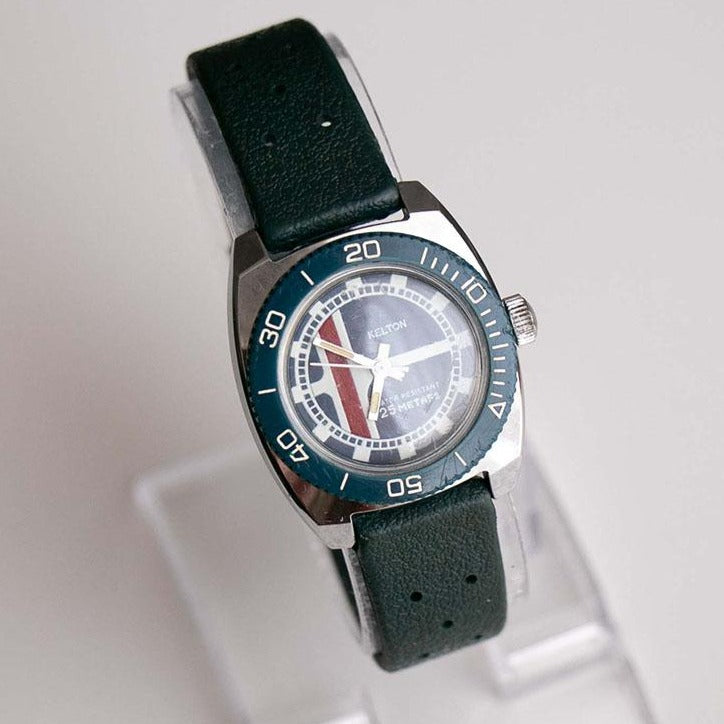 Vintage Kelton Watch for Men & Women | Blue Dial Water Resistant Watch ...