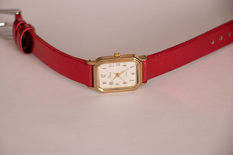 Gold-tone Rectangular Timex Women's Watch | 90s Vintage Timex Quartz ...