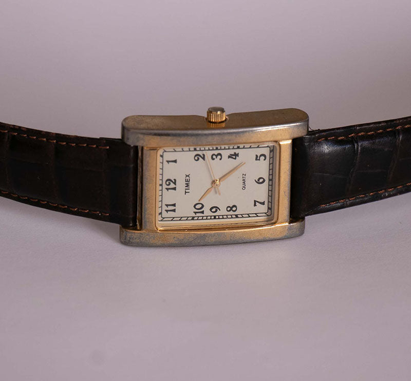 Classic Vintage Rectangular Timex Watch | Large Timex Mens Wristwatch ...