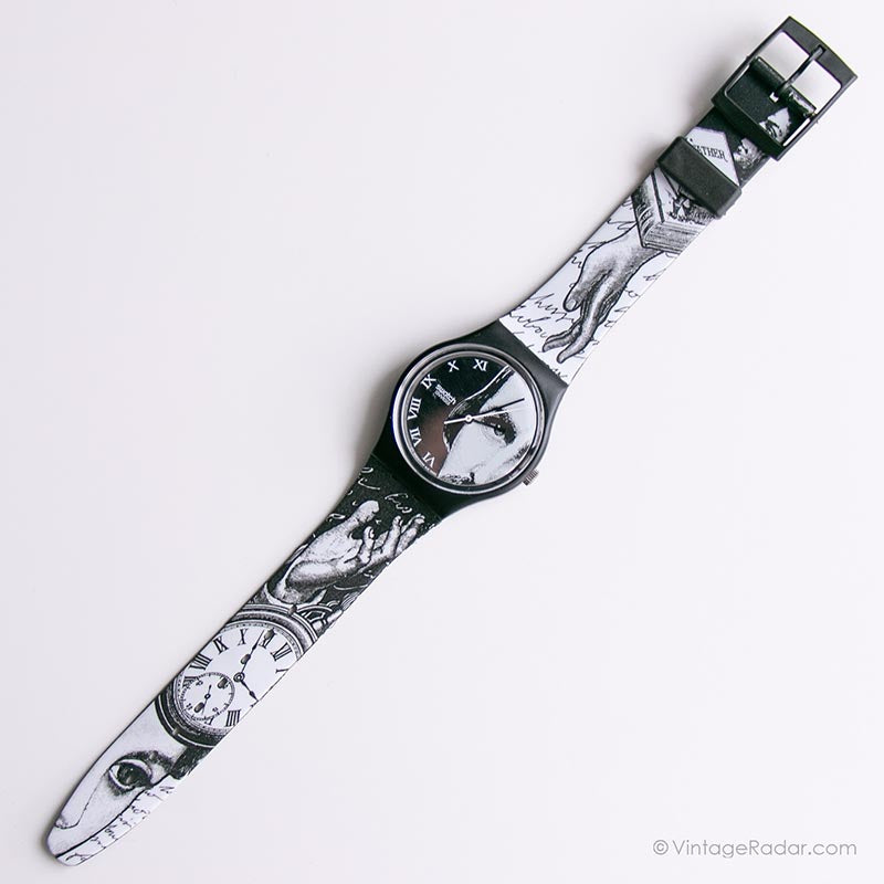 1992 Swatch GB149 GLANCE Watch | Vintage 90s Black and White Swatch ...