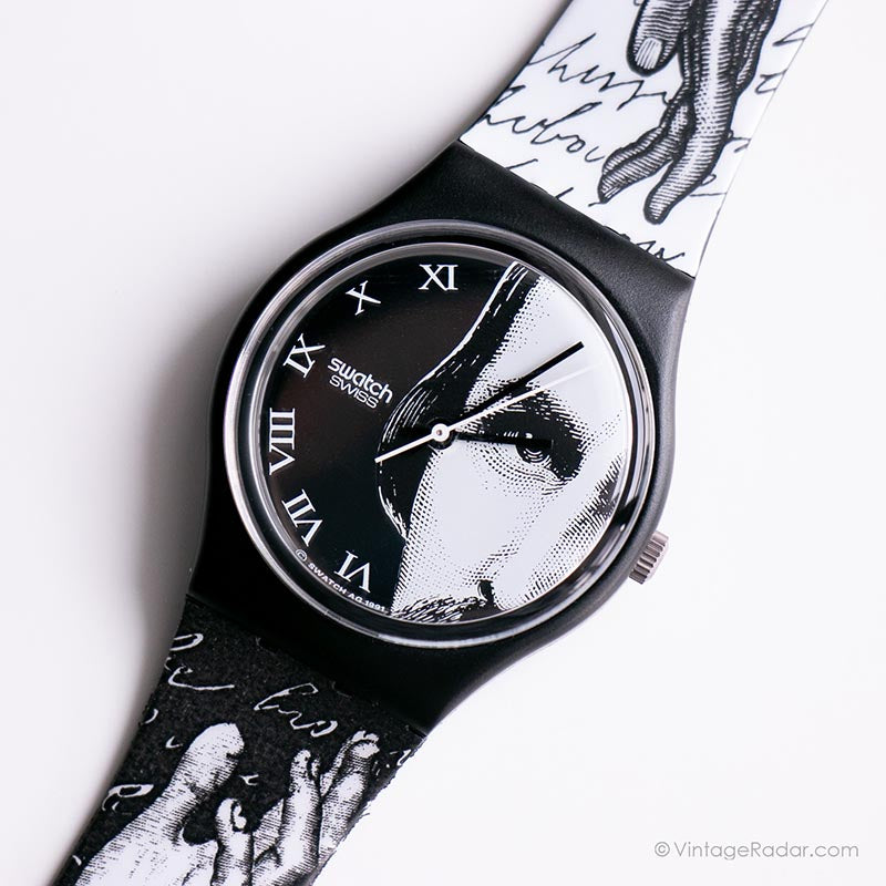 1992 Swatch GB149 GLANCE Watch | Vintage 90s Black and White Swatch ...