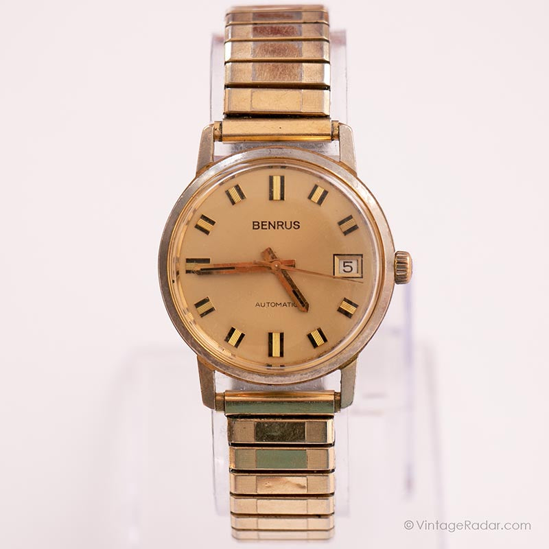 Gold-tone Automatic Benrus Watch | Vintage Shockresistant Benrus Watch ...