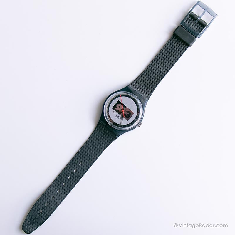 Vintage 1991 Swatch GM108 NÜNI Watch | 90s Black and White Swatch ...