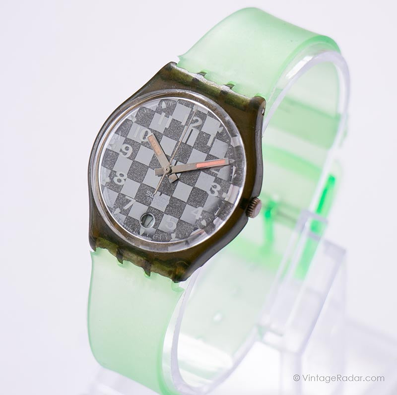 CLUBS GM402 Vintage Swatch Watch | Chess Board Design Swatch Watch ...