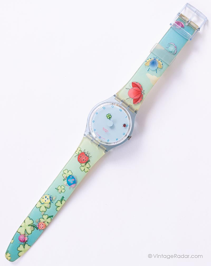 2003 LUCKY YOU GS111 Ladybug Swatch Watch | Blue Swiss Swatch Watch ...