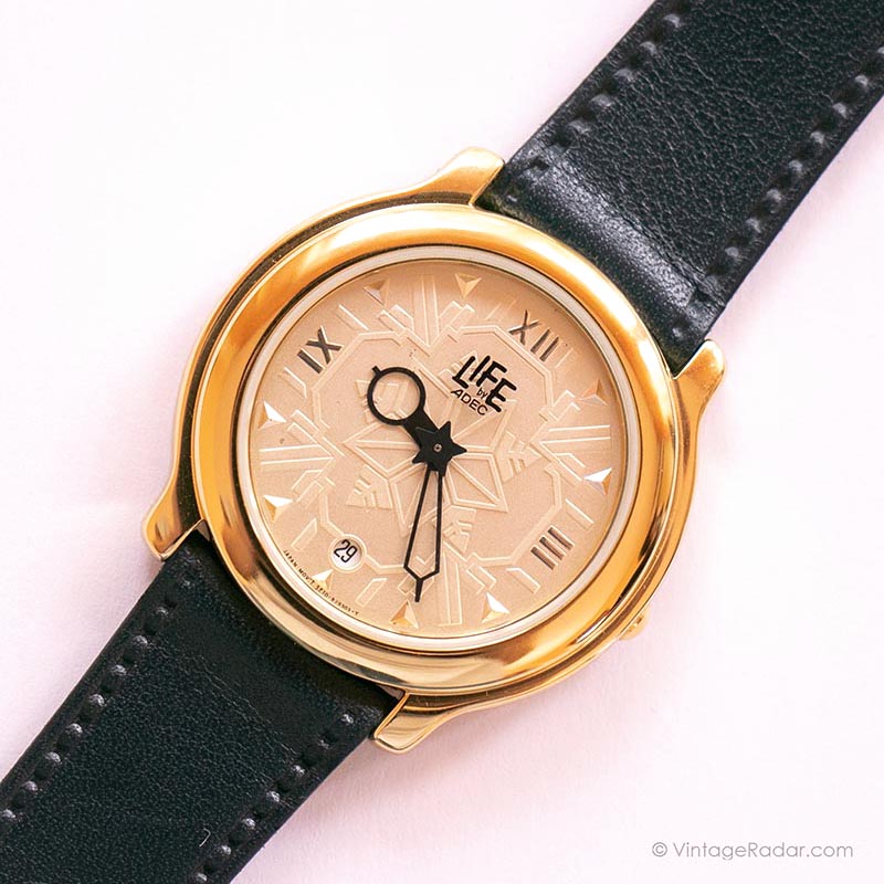 Vintage Gold-Tone Tribal ADEC Uhr | Champagner -Zifferblatt Quarz Uhr ...