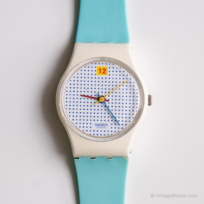 1985 Swatch LW104 DOTTED SWISS Watch | RARE Vintage Swatch Lady ...