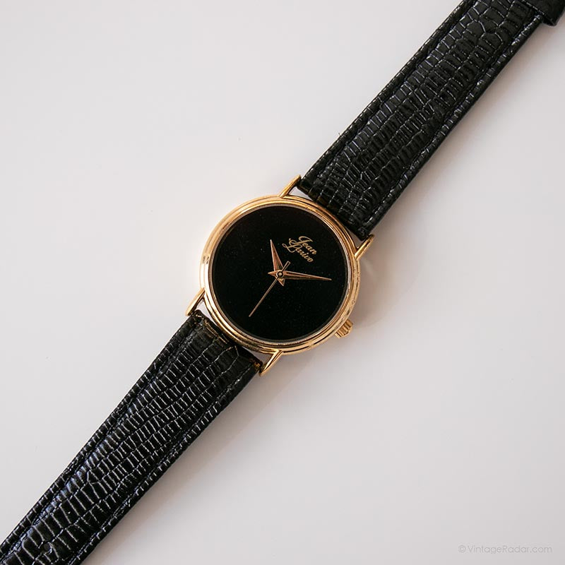 Vintage Jean Larive Mechanical Watch | Minimalist Black Watch for Her ...