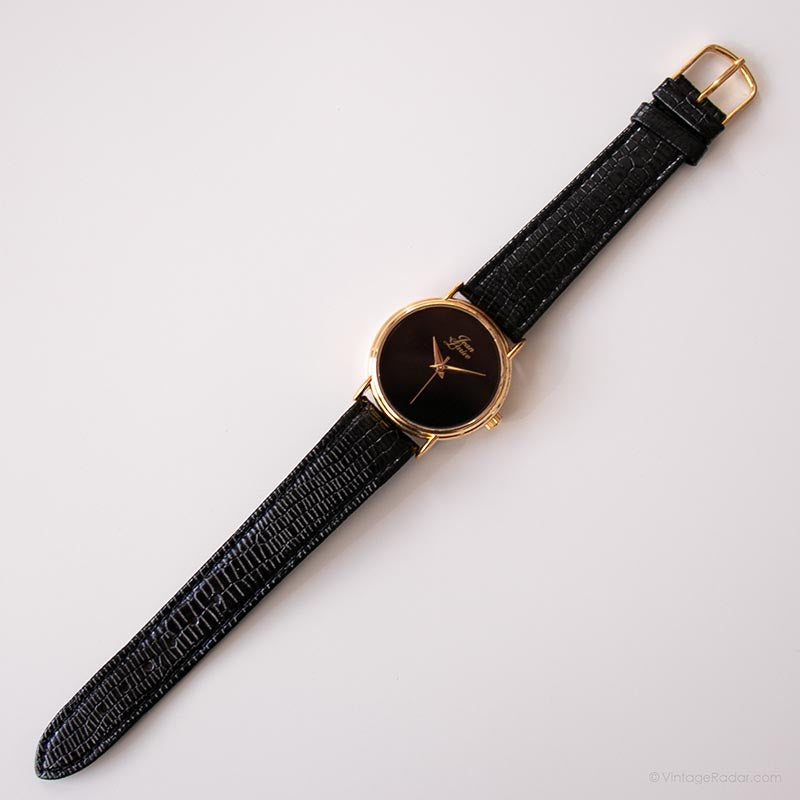 Vintage Jean Larive Mechanical Watch | Minimalist Black Watch for Her ...