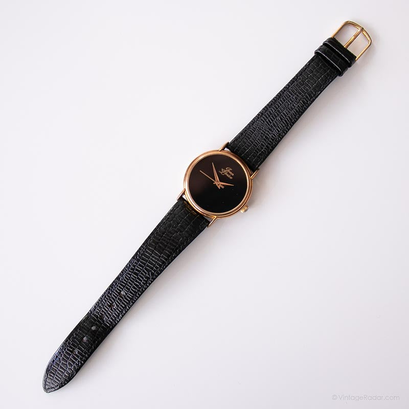 Vintage Jean Larive Swiss Mechanical Watch | Black Dial Watch for Her ...