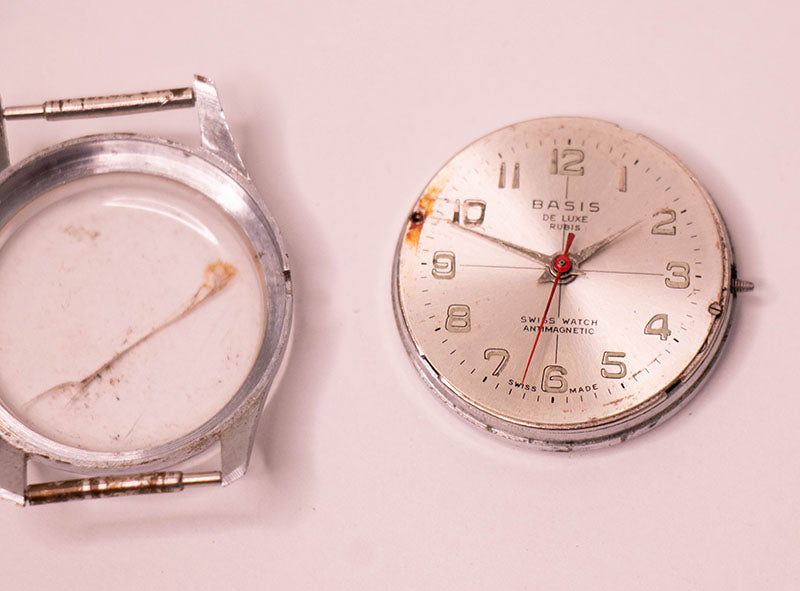 Basis De Luxe Antimagnetic Swiss Watch for Parts & Repair – Vintage Radar