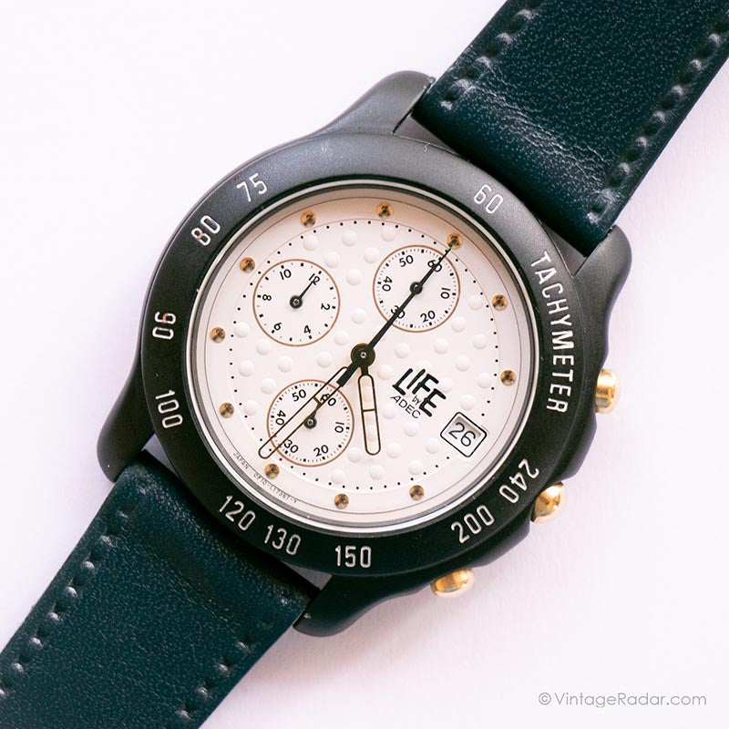 Vintage Black And White Chrono Adec Watch | Citizen Chronograph Watch ...