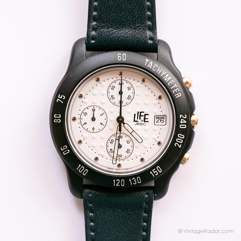 Vintage Black And White Chrono Adec Watch | Citizen Chronograph Watch ...