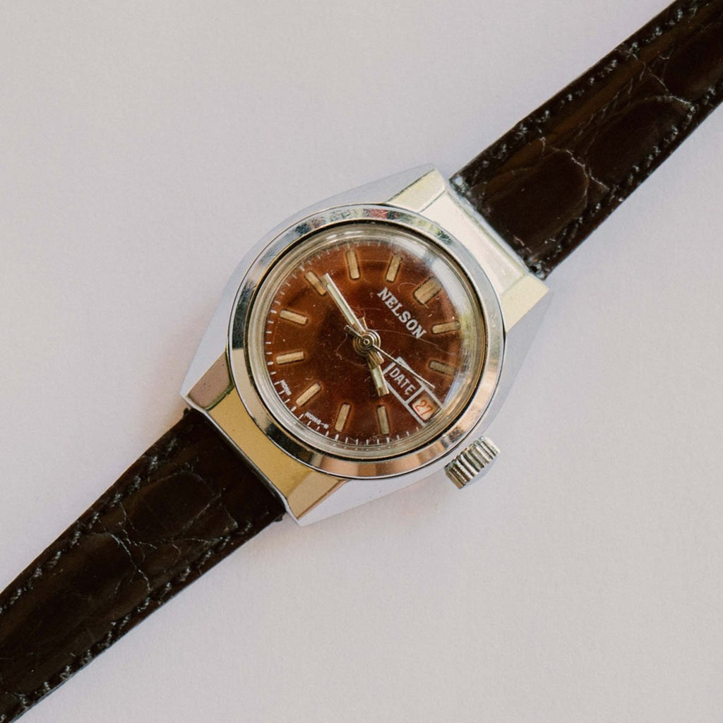 NELSON Brown Leather Vintage Mechanical Watch | Best Men's Watches ...