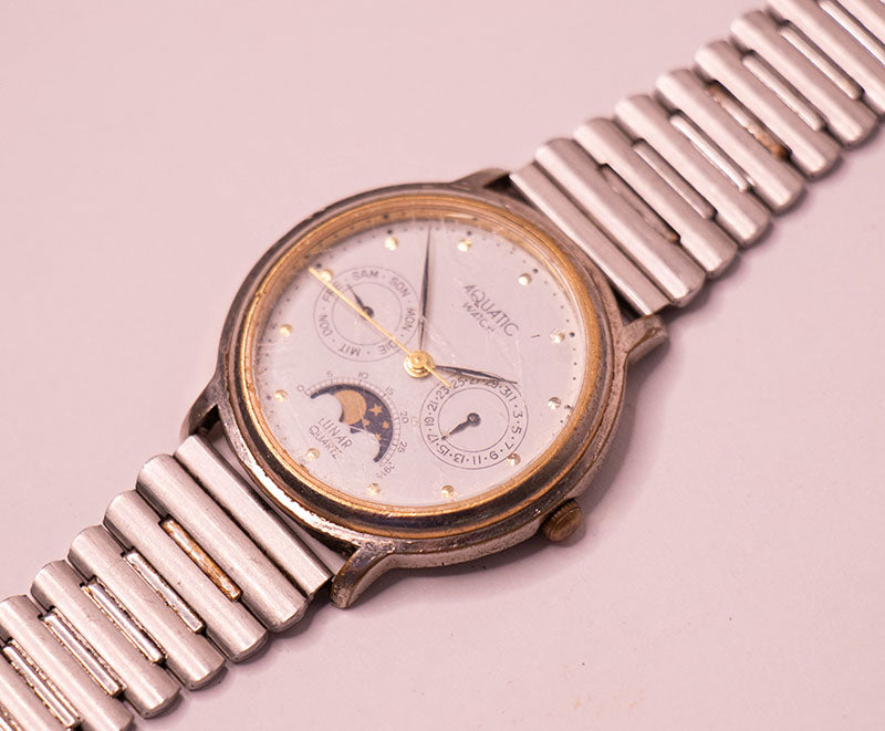 Aquatic Lunar Triple Calendar Moon Phase Quartz Watch for Parts ...