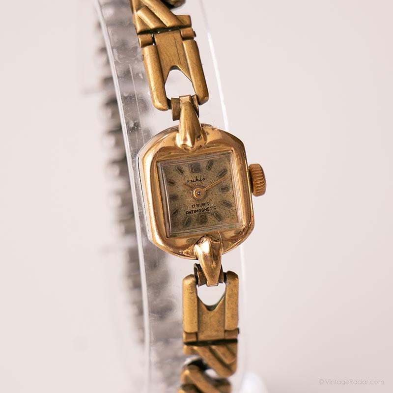 Vintage Ruhla Mechanical Watch | Rectangular Gold-tone Watch for Her ...