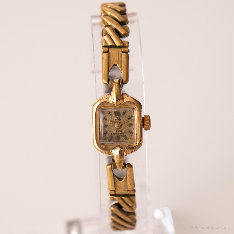 Vintage Ruhla Mechanical Watch | Rectangular Gold-tone Watch for Her ...