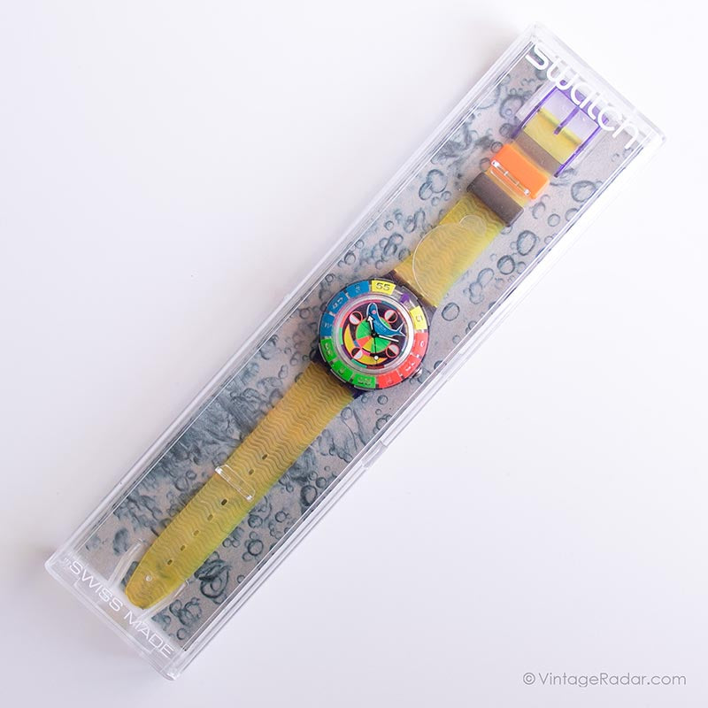 Mint 1994 Swatch SDV101 COLOR WHEEL Watch | 90s Colorful Swatch Scuba ...