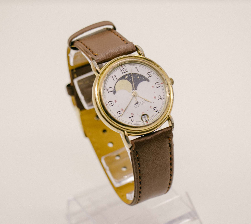 Vintage Lotus Moon Phase Quartz Watch | Unisex Lotus Moonphase Watch ...