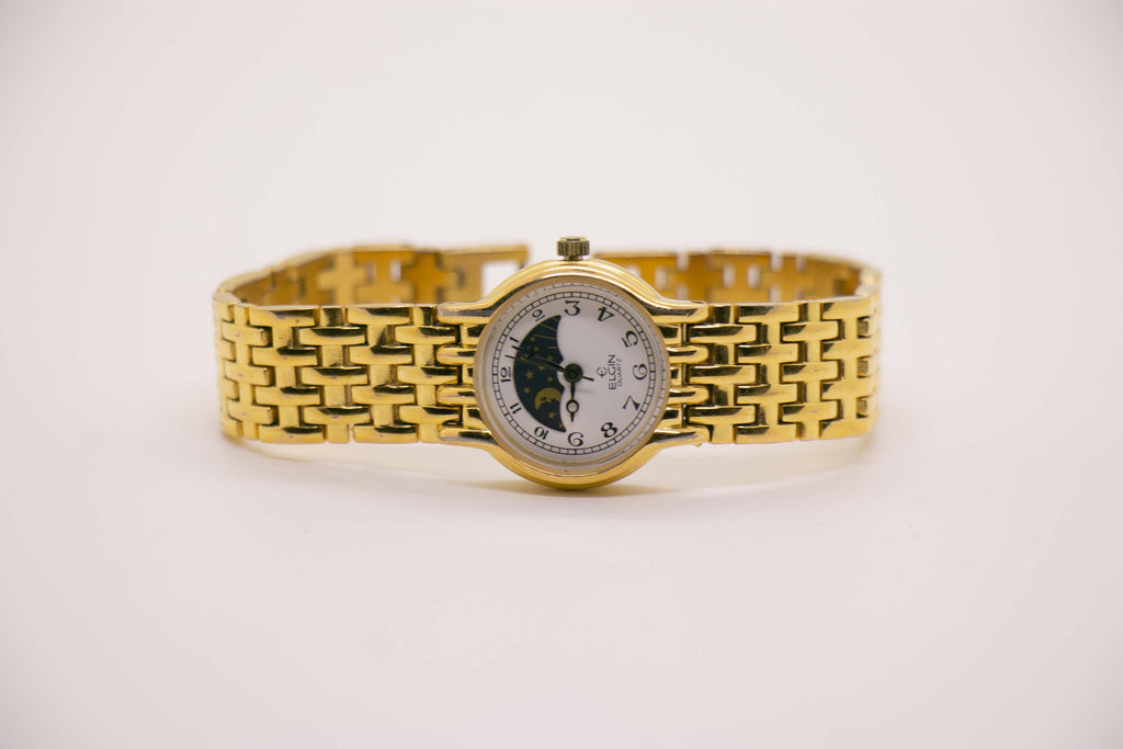 RARE Elgin Moon Phase Quartz Watch | Vintage Gold-tone Elgin Watch ...