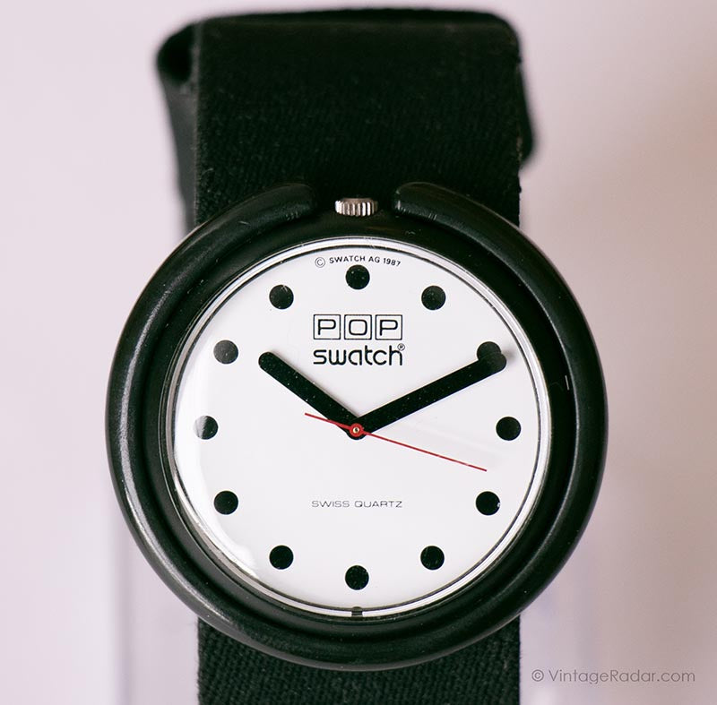 1987 Swatch Pop PWBB101 JET BLACK Watch | 80s Retro Pop Swatch Vintage ...