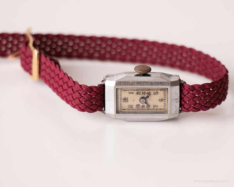 Vintage 1960s Rectangular Mechanical Watch | Antique Silver-tone Watch ...