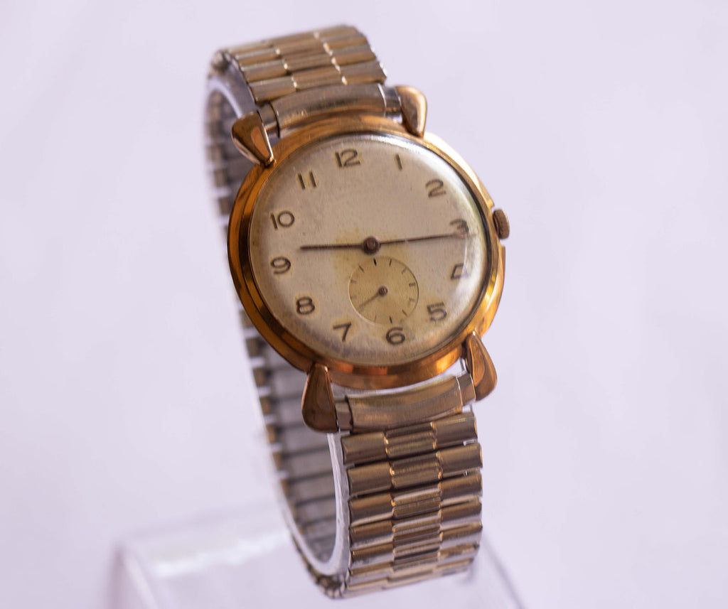 Swiss-made Mechanical Vintage Watch | 39 mm Gold-Plated Gents Watch ...