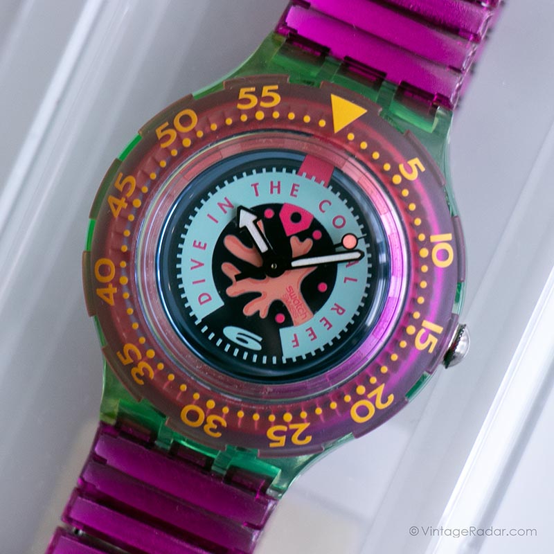 Mint 1993 Swatch SDG102 SDG103 CHERRY DROPS Watch | Pink Swatch Scuba – Vintage Radar