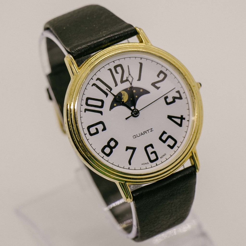 Large Moon Phase Watch for Women & Men | Gold-tone Moonphase Watch ...