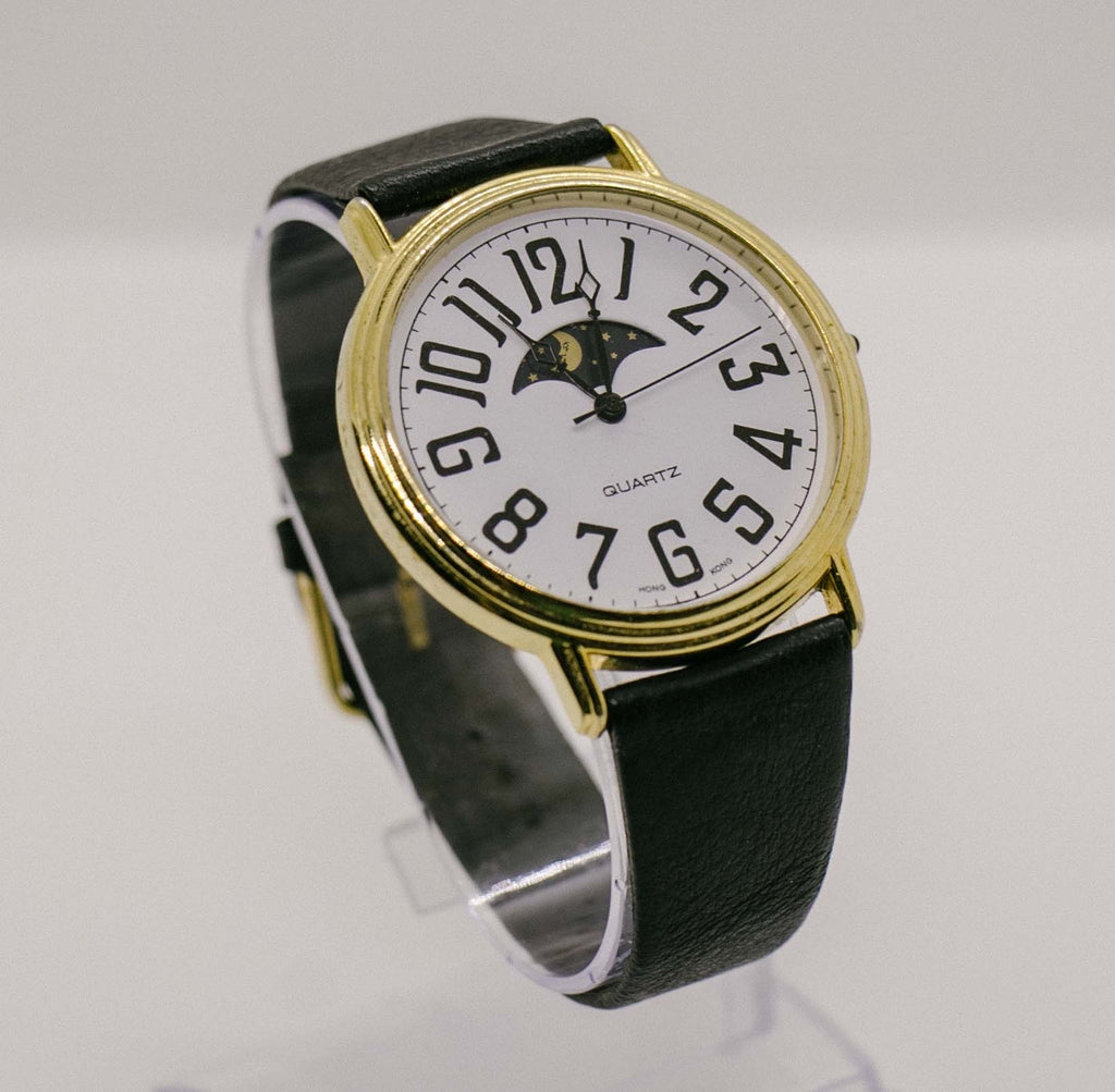 Large Moon Phase Watch for Women & Men | Gold-tone Moonphase Watch ...