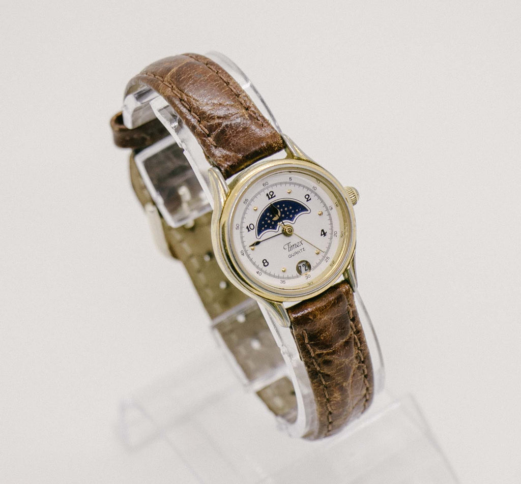Timex Moon Phase Quartz Watch | Gold-tone Vintage Timex Ladies Watch ...