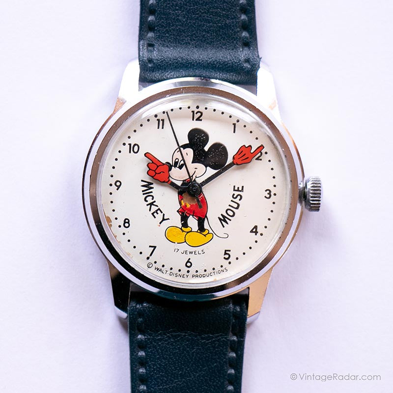 RARE Vintage Mickey Mouse Watch | 17 Jewels Mechanical Watch – Vintage ...