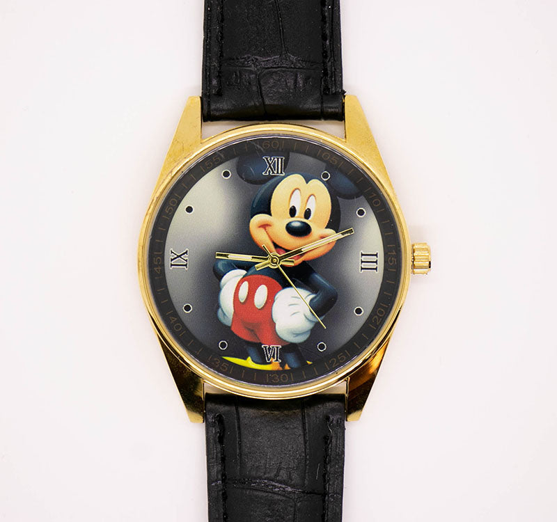 Oversized Mickey Mouse Gold-Tone Watch for Men and Women – Vintage Radar