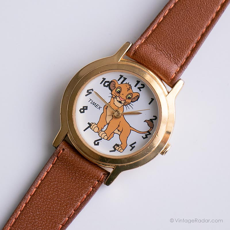 Vintage Simba Watch by Timex | Gold-tone Lion King Watch – Vintage Radar