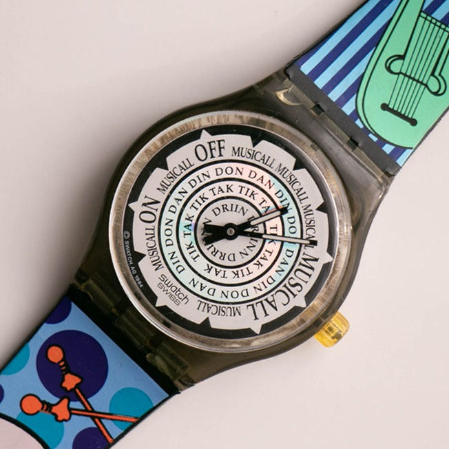 1994 Swatch SLM104 MUSIC GOES Watch | RARE 90s Musical Swatch Watch – Vintage Radar