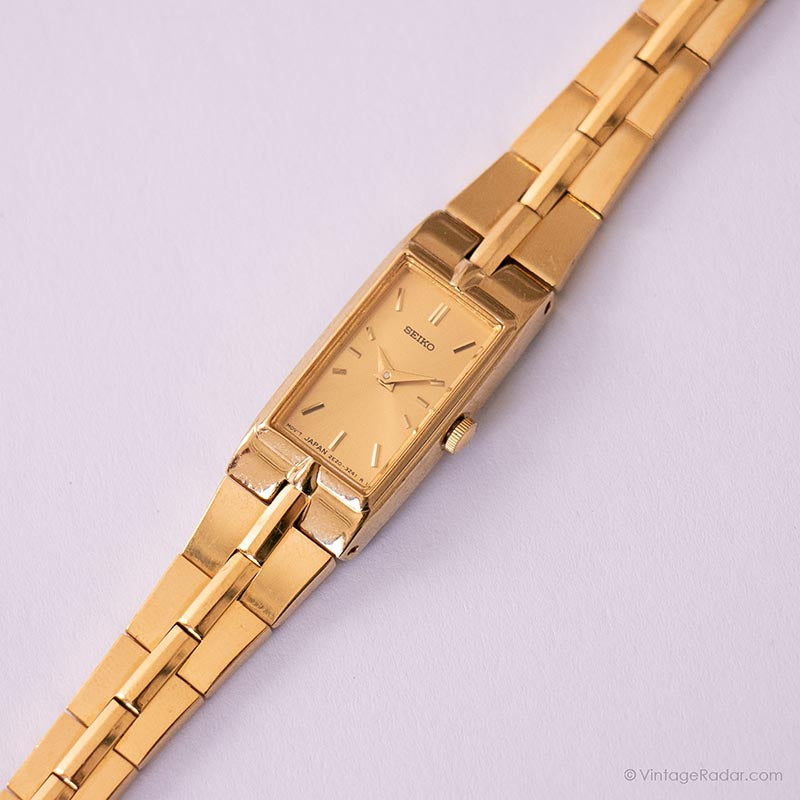 Vintage Seiko 2E20-7479 R0 Watch | Rectangular Slim Gold-tone Watch ...