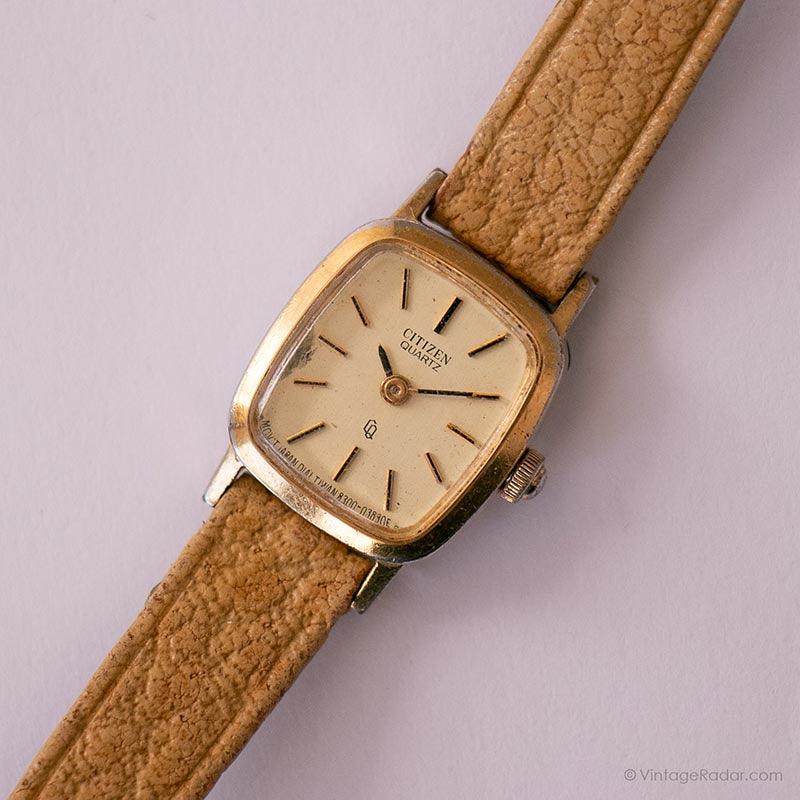 Vintage Tiny Citizen Watch for Ladies | Rectangular Gold-tone Watch ...