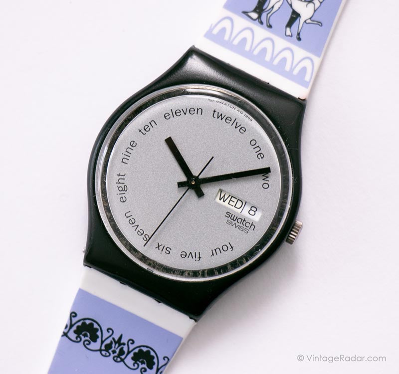 1990 Swatch GB717 THE BURGLAR Watch | Day Date Swatch Watch Gent ...