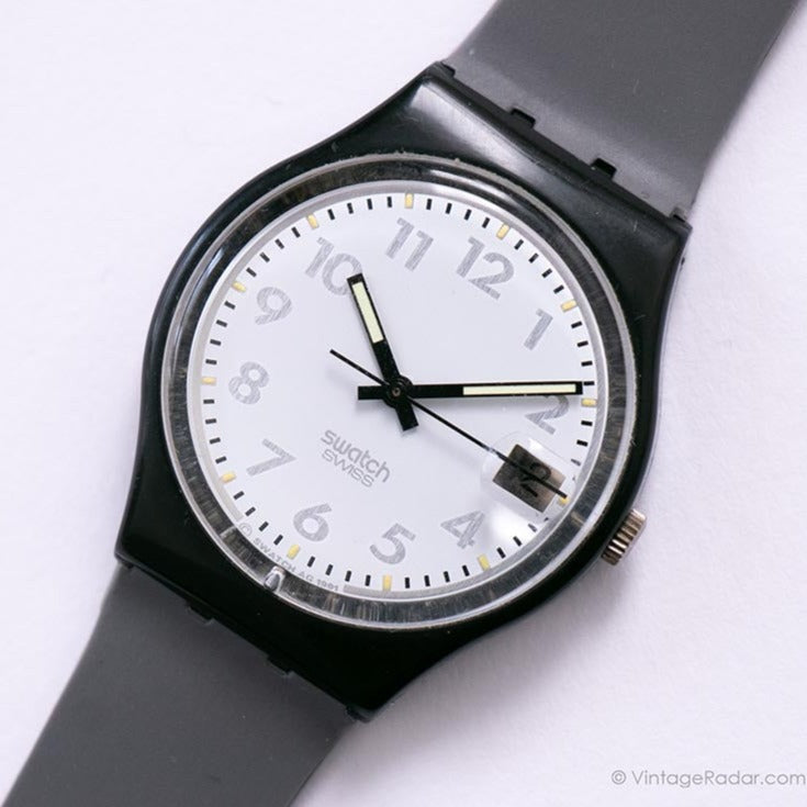 1991 Swatch GB413 FIXING Watch | Vintage Black Date Swatch Watch Gent ...