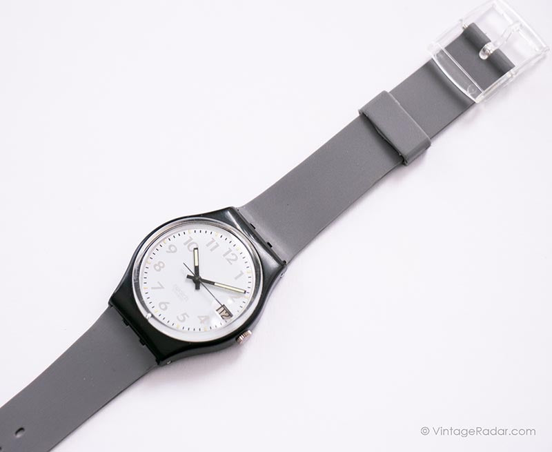 1991 Swatch GB413 FIXING Watch | Vintage Black Date Swatch Watch Gent ...