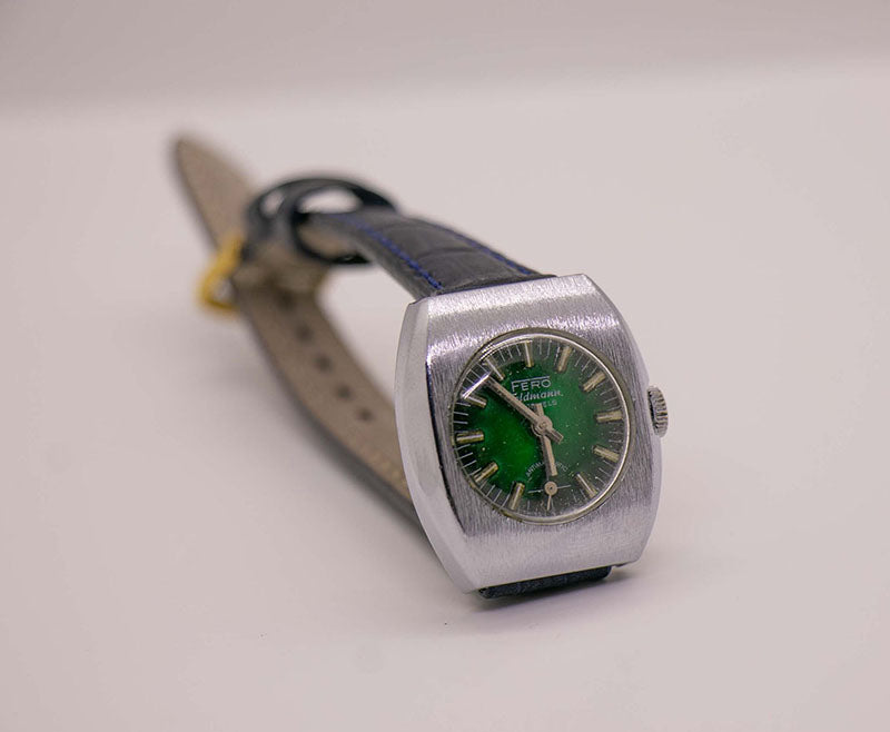 Fero Feldmann 17 Jewels Swiss Made Green Dial Watch for Women 1980s ...