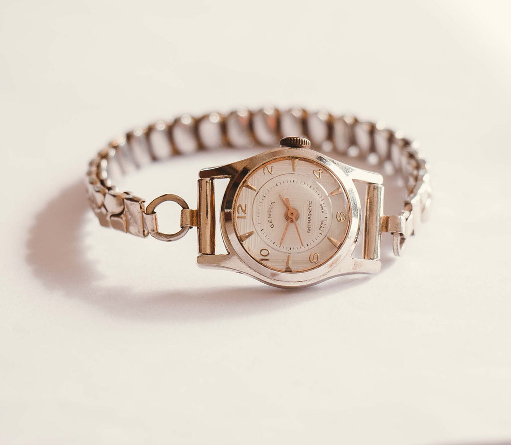 Silver-Tone Genova Antimagnetic Mechanical Watch | Vintage Watches ...