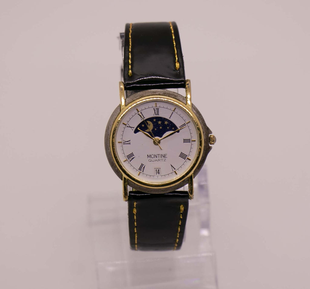 Montine Moon phase Quartz Watch | Unisex Gold-tone Vintage Watch ...