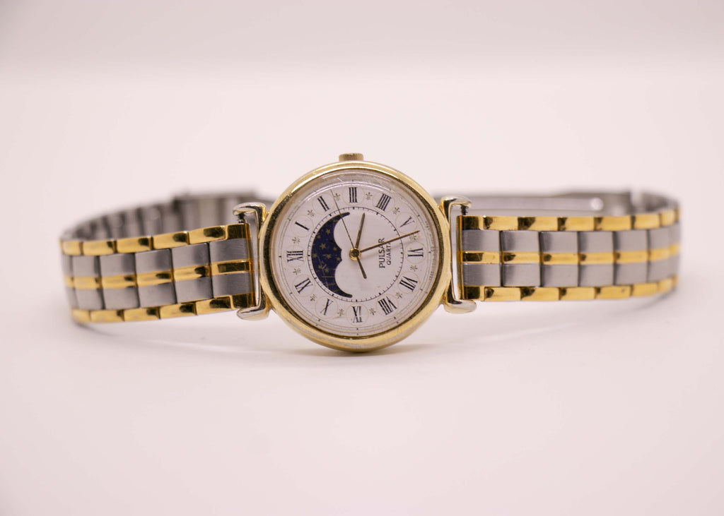 Gold-tone Pulsar Moon Phase Quartz Watch | Moonphase Watch Collection ...