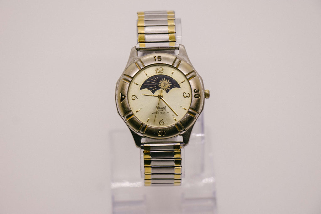 Vintage Acuet Moon Phase Watch | Elegant Moonphase Quartz Watch ...