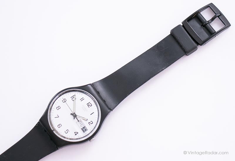 Vintage Swatch GB743 ONCE AGAIN Watch | 1999 Black & White Swatch Gent ...