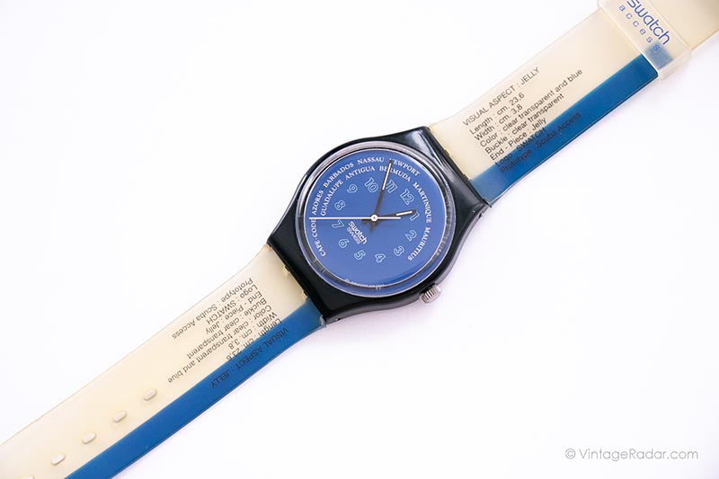 1990 Swatch GB131 TENDER TOO Watch | Blue 90s Swatch Gent Watch ...