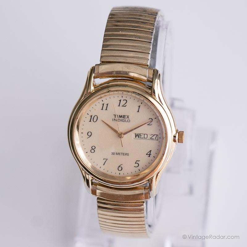 Vintage Elegant Timex Indiglo Watch | Gold-tone Timex Date Watch ...