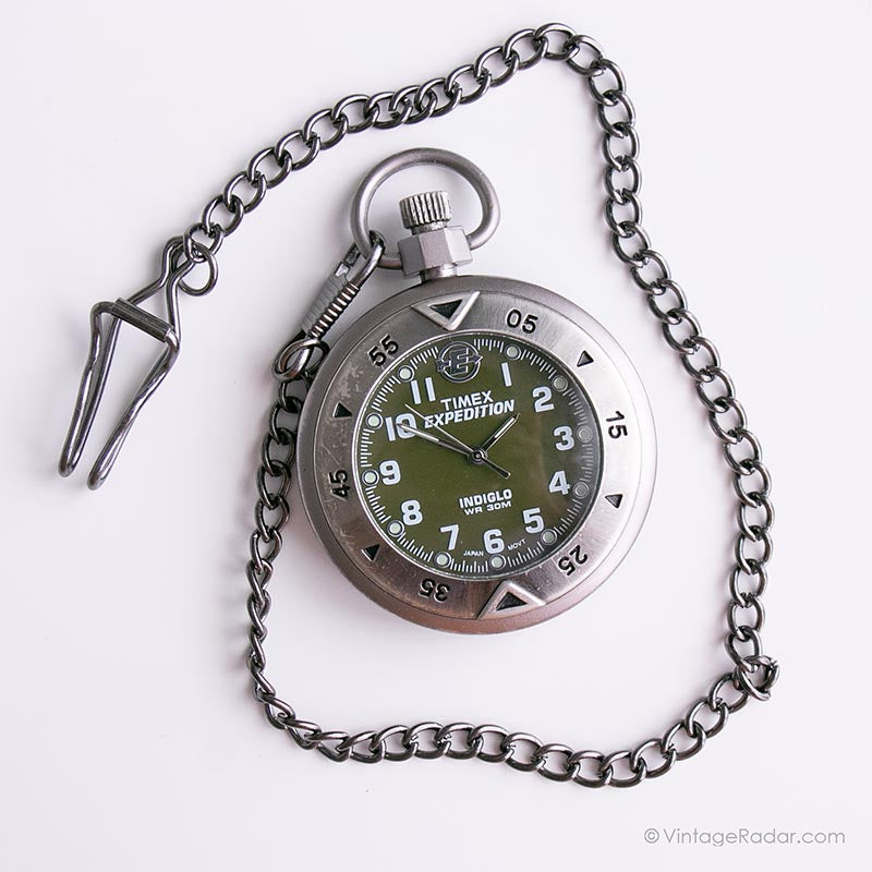 Vintage Timex Expedition Pocket Watch | Silver-tone Timex Indiglo Pock ...